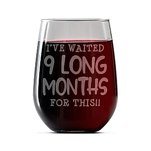 IT'S A SKIN Waited months this Wine Glass - 17 oz Stemless Glasses for Women, Baby Shower, Gender Reveal, Baby Stuff, New Mom Gift, First Mothers Day, Mommy, Mama