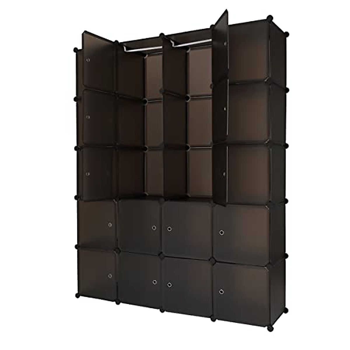 Dynamic Closet System 20 Cubes with Hanging Rod, DIY Assembly