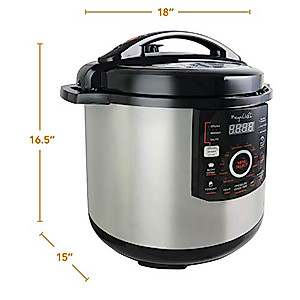 MegaChef 12 Quart Digital Pressure Cooker with 15 Preset Options and Glass Lid, Silver
