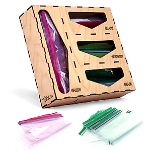Ziplock bag storage organizer by Bools–Kitchen Drawer Organizer Compatible With Ziploc, Solimo, Glad, Hefty For Gallon, Quart, Sandwich & Snack Variety Size Bags