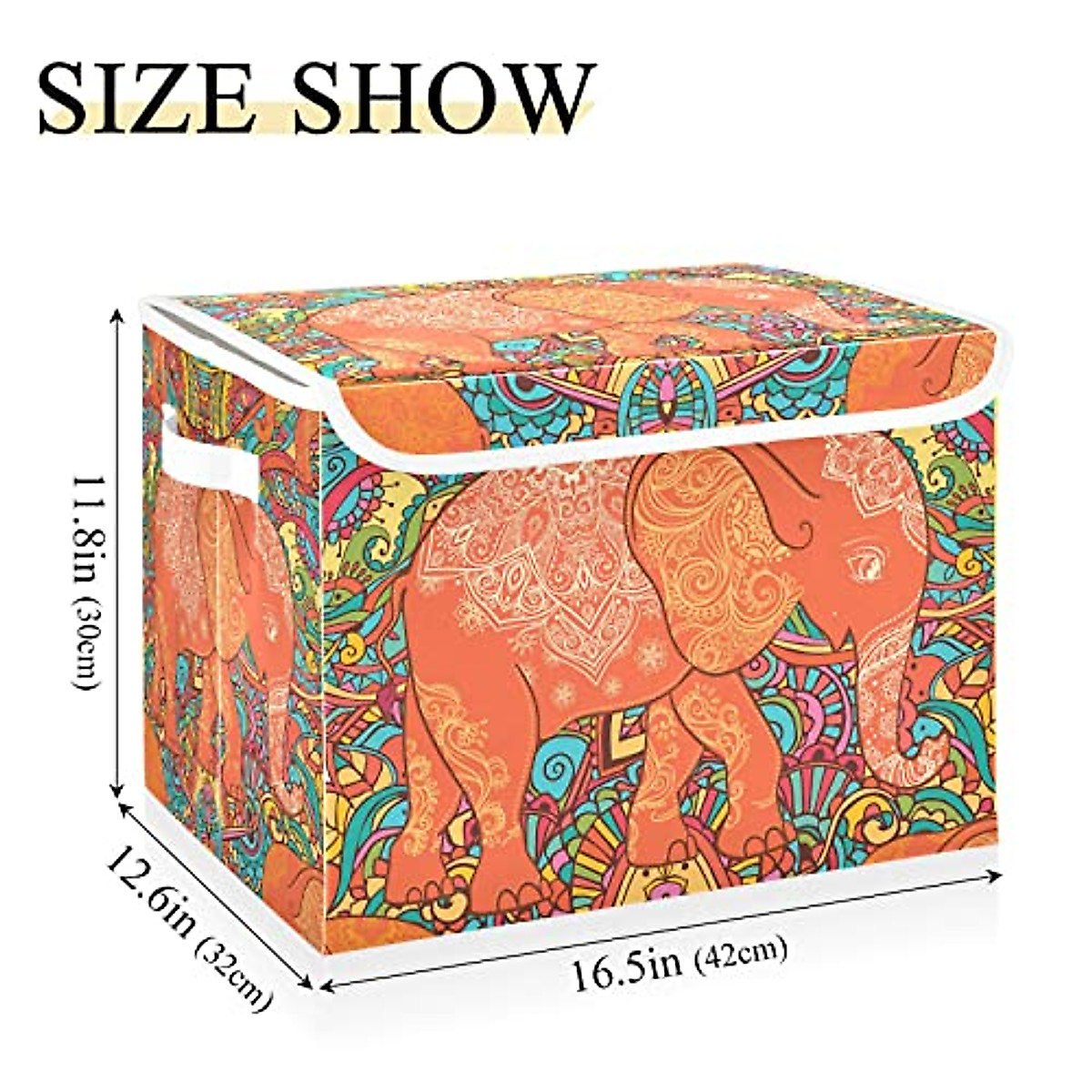 innewgogo Elephant African Storage Bins with Lids for Organizing Dust-proof Storage Bins with Handles Oxford Cloth Storage Cube Box for Living Room
