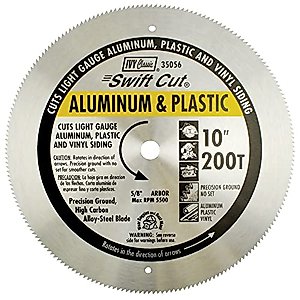IVY Classic 35056 Swift Cut 10" 200 Tooth Aluminum & Plastic Cutting Circular Saw Blade with 5/8" Arbor, 1/Card