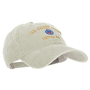 US Coast Guard Veteran Embroidered Washed Cap - Red OSFM
