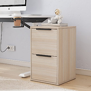 GREATMEET Wooden File Cabinet with 2 Drawer, Vertical Storage Filing Cabinet with Hanging Bars for Letter Size, 2 Drawer Filing Cabinets for Home Office, Beige