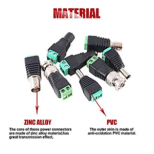 Hilitchi 40 Pcs (10 Pairs x Male + 10 Pairs x Female) 5.5mm x 2.1mm Female Male DC Power Connector, BNC Male Balun Connector for Led Strip CCTV Security Camera Cable Wire Ends Plug Barrel Adapter