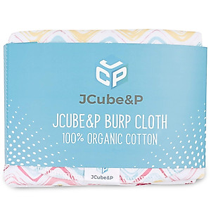 JCUBE&P Girl Burp Cloths - Organic Cotton & Fleece Burp Clothes - Soft & Absorbent Curvy Burp Rags - 5-Pack Contoured Set Burp Towels - Newborns & Infants Girl Burpy Cloths (Grace)