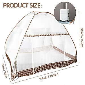 Portable Travel Folding Net with Bottom, Bed Canopy, Breathable Crib for Children Baby Toddlers Kids Reading Playing (Light Brown,200 x 180 x 150 cm)