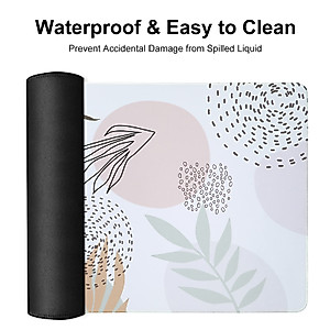 iLeadon Extended Gaming Mouse Pad, 35.4x15.75 inches, XXL Desk Mat, Non-Slip Rubber Base, Wave Pattern (Tropical Leaf)