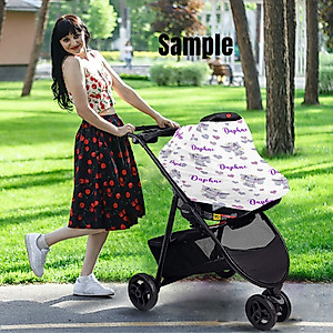 Personalized Woodland Deer Baby Car Seat Covers with Name, Custom Nursing Cover Breastfeeding for Babies, Carseat Canopy for Boys and Girls, Infant Stroller Cover, Breathable Carseats Cover