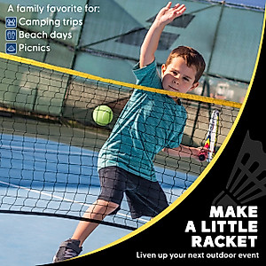 BOULDER Portable Badminton Net Set - for Tennis, Soccer Tennis, Pickleball, Kids Volleyball - Easy Setup Nylon Sports Net with Poles (Black/Yellow, 10 FT)