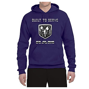 Wild Bobby Dodge Ram Logo Retro Built to Serve USA Cars and Trucks Unisex Graphic Hoodie Sweatshirt, Purple, Large