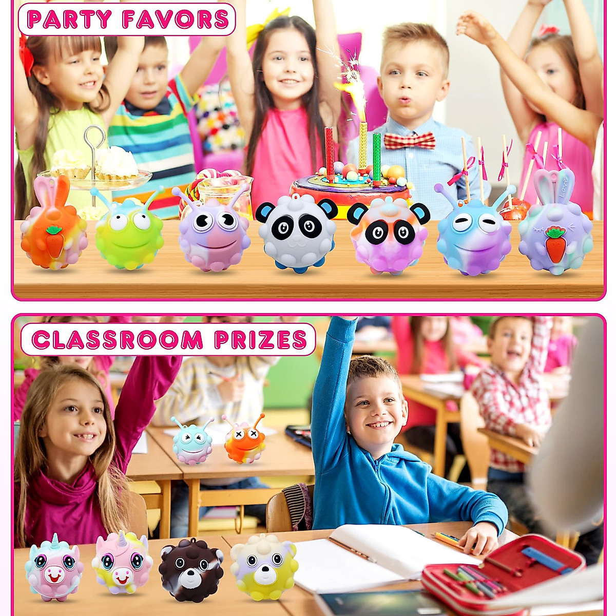 KissFree 18 PACK Animal Pop Balls Party Favors for Kids,3D Pop Balls Its Fidget Toys,Birthday Gifts for Kids,Goodie Bag Stuffers,Pinata Stuffers,Carnival Prizes,Treasure Box Toys,Classroom Prizes