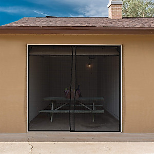 Pure Garden One Car Garage Door Screen – Heavy-Duty Weighted Mesh Curtain with Magnetic Closure for Mosquito, Insect, and Sun Protection