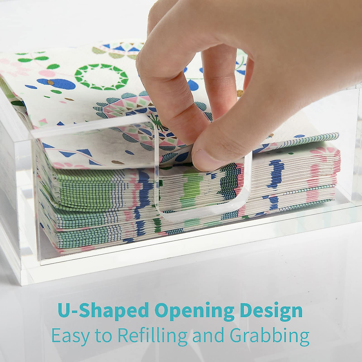 HIIMIEI Acrylic Napkin Holder for Bathroom, Acrylic Guest Towel Holder, Bathroom Napkins Guest Disposable Holder, Hand Towel Tray for Kitchen, Parties, Weddings, Party, Hotel, Restaurant（Clear）