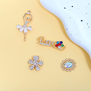 22PCS Gold Bling croc Jewelry Shoes Charms Diamond Rhinestone with Chains Accessories Decoration for Girls Women