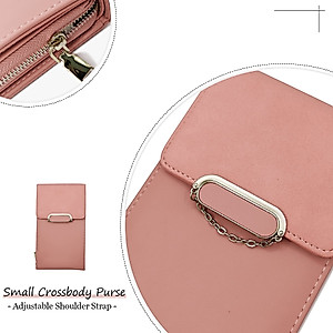 Aovtero Small Cell Phone Crossbody Purse for Women Mini Shoulder Handbag Wallet with Credit Card Slots (Pink)