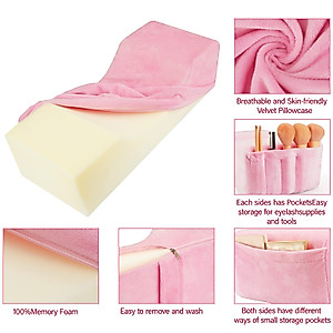 Roury Eyelash Extension Neck Pillow with Light, Pillow Shelf, Eyelash Pillow Make Up Eyelash Extension Pillow with Shelf Organizer Stand, Beauty Salon Pillow (Pink)