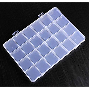 RLECS 2PCS 24 Slots Transparent Plastic Jewelry Organizer Box Compartment Storage Container for Bead Rings Jewelry Display Organizer
