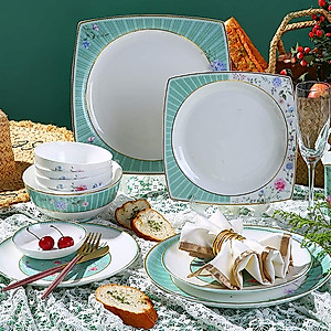 Pottery tableware,Dinnerware Set, Dishes/Plate/Bowl/Cup Set, Fine Bone China Dinnerware Sets, Collection Ceramic Dinner Sets, Christmas Dinnerware, Kitchen Sets for Home,56pcs Square Service for