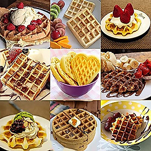 16 Slice Round Waffle Maker, 1750W Commercial Stainless Steel Waffle Machine, Smart Control Panel, LED Indicator, 0-300°C Adjustable Temperature, 5min Timing Function, Constant Temperature Heat