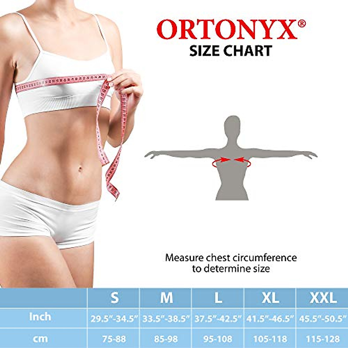 ORTONYX Sternum and Thorax Support Chest Brace Post Open Heart Surgery Rehabilitation, Broken, Cracked, Fractured, Dislocated Ribs Compression Aid / ACHB5255-XL