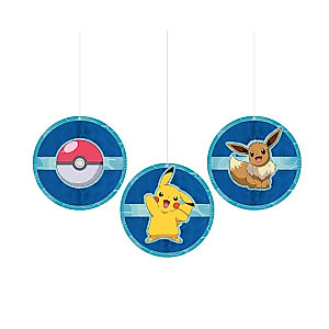 Pokemon Printed Hanging Honeycomb Balls - 3pc