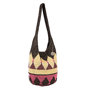 The Sak Back to Bali 120 Hobo in Crochet, Large Shoulder Purse with Single Strap, Yellow Multi Ashbury