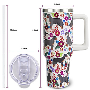 puhnhsv 40 oz Bernese Mountain Dog Tumbler with Handle, Insulated Cup Bernese Mountain Lovers Gifts
