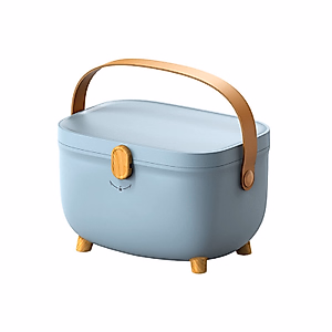 TOWEBOORY Medicine Storage Box,Oval Medicine Box Organizer Storage, Plastic Medical Storage Containers, Oval Double Layers Multi Grid Large Capacity Medical Box Organizer for Home Dorm (Glacier Blue)