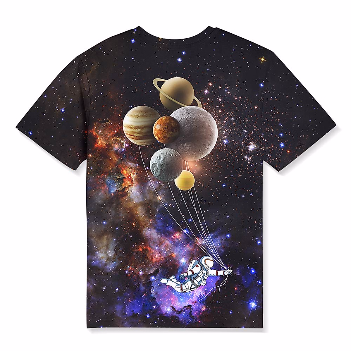 Linnhoy Boys Shirts Girls Shirts Casual Short Sleeve T-Shirt 3D Galaxy Printed Planet Graphic Tees for Kids Unisex Novelty Space Tops 8-10 Years