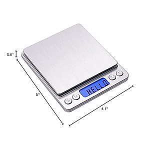 Toprime Digital Gram Scale 500g 0.01g Food Scale High Precision Kitchen Scale Multifunctional Stainless Steel Pocket Scale with Back-Lit LCD Display Tare PCS Features Silver