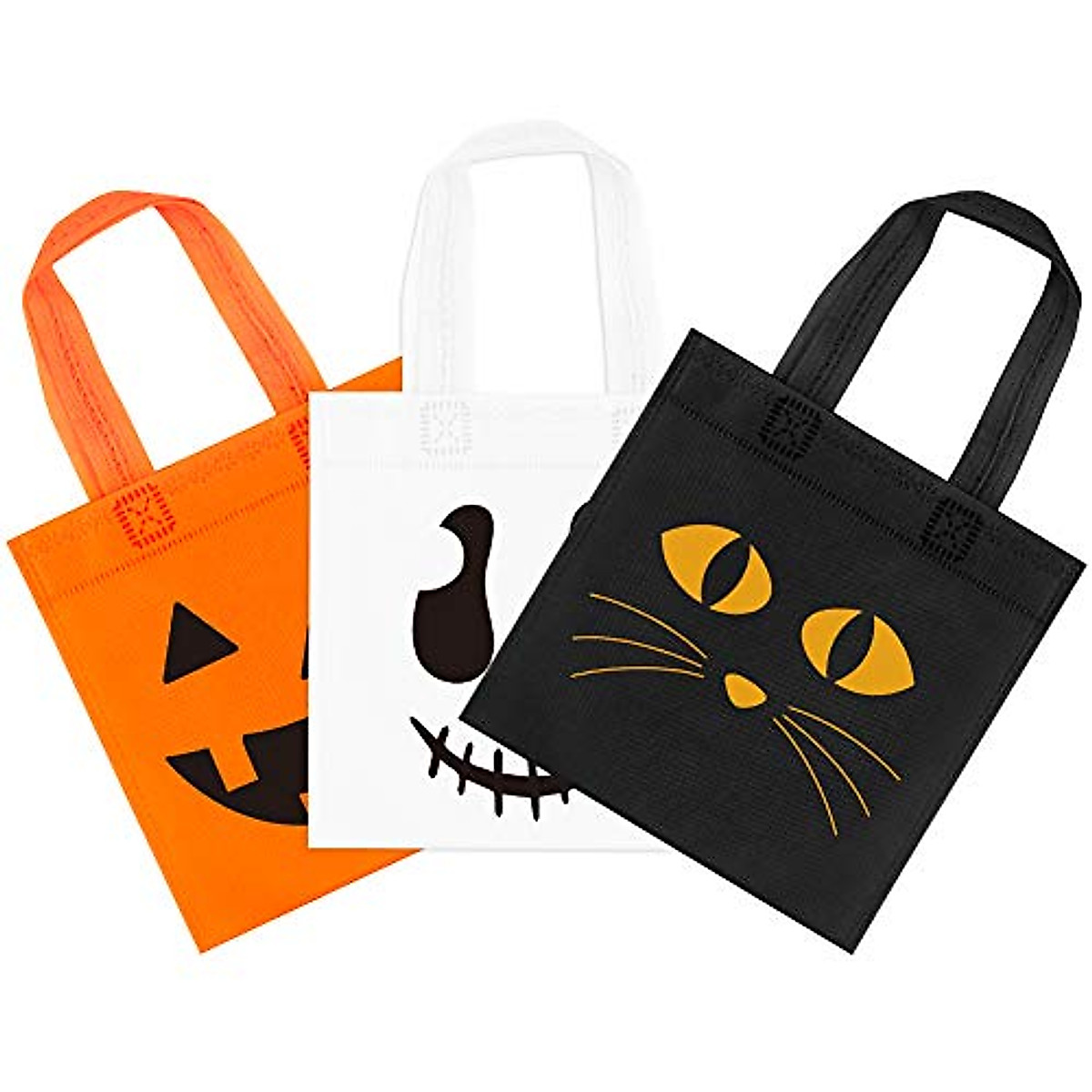 Halloween Party Favor Bags, Non-Woven Halloween Bags, Halloween Trick or Treat Party Bags Cat Ghost Pumpkin Bags, Halloween Goodie Candy Bags for Kids Birthday Halloween Party Favors