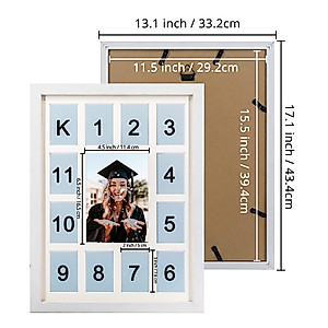 FramePro Baby's My First Year Frame，Collage Frame For Baby In White Frame with Mat, Displays One 5x7 Photo and Twelve 2.5x3.5 Pictures
