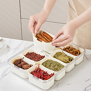 Luxital Divided Serving Tray with Lid and Handle - Portable Snackle Box Container - Snackle Box for Travel - Clear Organizer for Fruit, Veggie, Candy, Nuts - Perfect for Party, Picnic (2L)