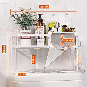 NUTSAAKK Bathroom Over The Toilet Storage Shelf, 1-Tier Bathroom Organizer Over Toilet, Above Toilet Storage with Non-Trace Adhesive, No Drilling Toilet Organizer with Hook (Upgrade White)