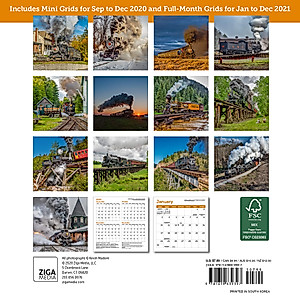 Steam Trains Mini Wall Calendar 2021, 7" x 7"