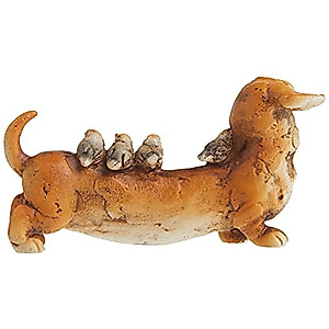 Top Collection Miniature Fairy Garden & Terrarium Dachshund and Birds Figurine