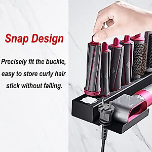 KEOQIANG Storage Holder for Airwrap Wall Mounted, Sturdy Curling Iron Accessories Rack Bracket with Adhesive, Suitable for Bathroom, Bedroom, Styling Room, Hair Salon, Black