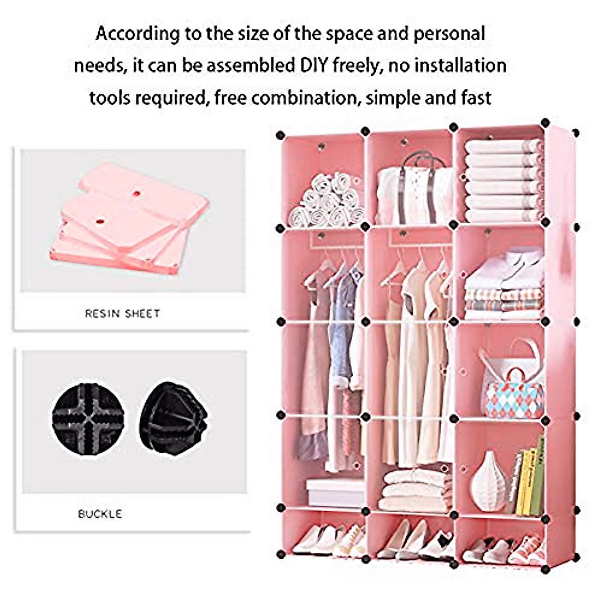 Wire Cube Plastic Connectors 3.6cm/1.417" for Wire Grid Cube Storage Shelving & Mesh Snap Organizer 50pcs - Black