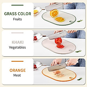 JiaQi Plastic Cutting Board Set of 3 with Juice Grooves and Storage Stand ,Dishwasher Safe, Non-slip,Multiple Color