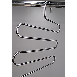NAHANCO NHMLPH S-Shape Multilayer Metal Space Saving Pant/Scarf Hangers for Closet Organization (5 Layers) -3/Pack