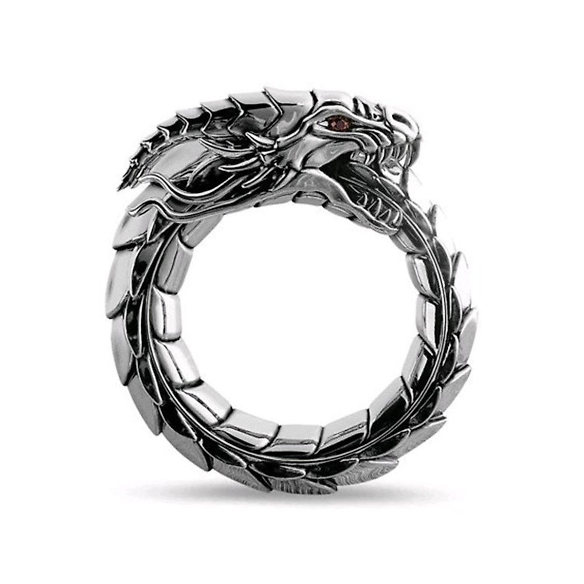 Punk Dragon Ring,Dragon Ring for Men,Gothic Rose Gold Dragon Head Ring Punk Stone Dragon Ring for Boys Hip Hop Retro Rock Dragon Animal Jewelry Size 6-12 (A, 9)