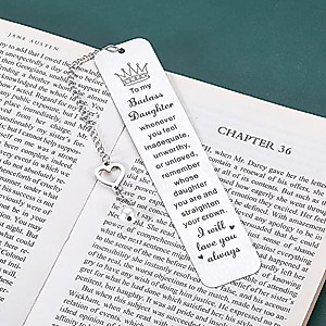 Valentine Graduation Gift for Her Teen Girl Kid Women To My Daughter Bookmark from Mom Dad Sweet 16 18 Birthday Christmas Stocking Stuffers Wedding Back to School Easter Jewelry Inspirational Presents