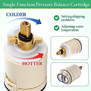 Enhon Single Function Pressure Balance Cartridge Replacement for RP70538, Shower Cartridge Compatible with Peerless and Delta Single Handle Tub and Shower Faucet (Check Valve Not Included)