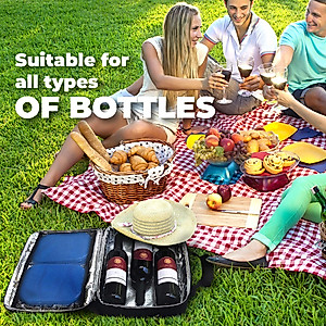 Red Suricata Insulated Slim Cooler – Ultra Thin, Flat Mini Small Cooler Lunch Bag Fits 10 Drink Cans - 2 Slim Reusable Ice Packs Included - Small Iceless Golf Cart Bag for Beer (Black)