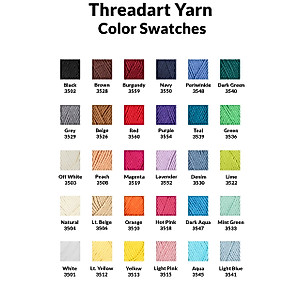 Threadart 100% Pure Cotton Crochet Yarn | 50 gram Skeins | Worsted Medium #4 Yarn | 85 yds per Skein | 30 Colors Available | Lt. Blue #3541