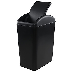 Drephia 4.5 Gallon Plastic Trash Can with Swing Top Lid, Slim Garbage Bins for Bathroom, Bedroom, Office, Black