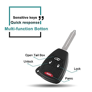 SELEAD Flip Key Fob 4 Buttons Keyless Entry Remote SHELL CASE for 04-12 for Chrysler 200 Sebring Pacifica for Dodge for Avenger for Jeep for Compass Antitheft OHT692713AA 2pc US Stock