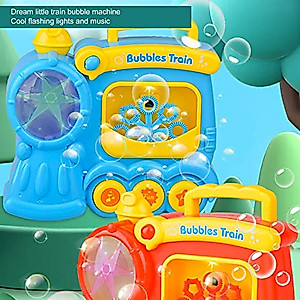 Automatic Bubble Blower Battery Operated Bubble Machine Bubble Maker Bubble Machine Electric Bubble Maker 8 Holes Automatic Bubble Blower Bubble Machine with Light Music for Indoor (Blue)