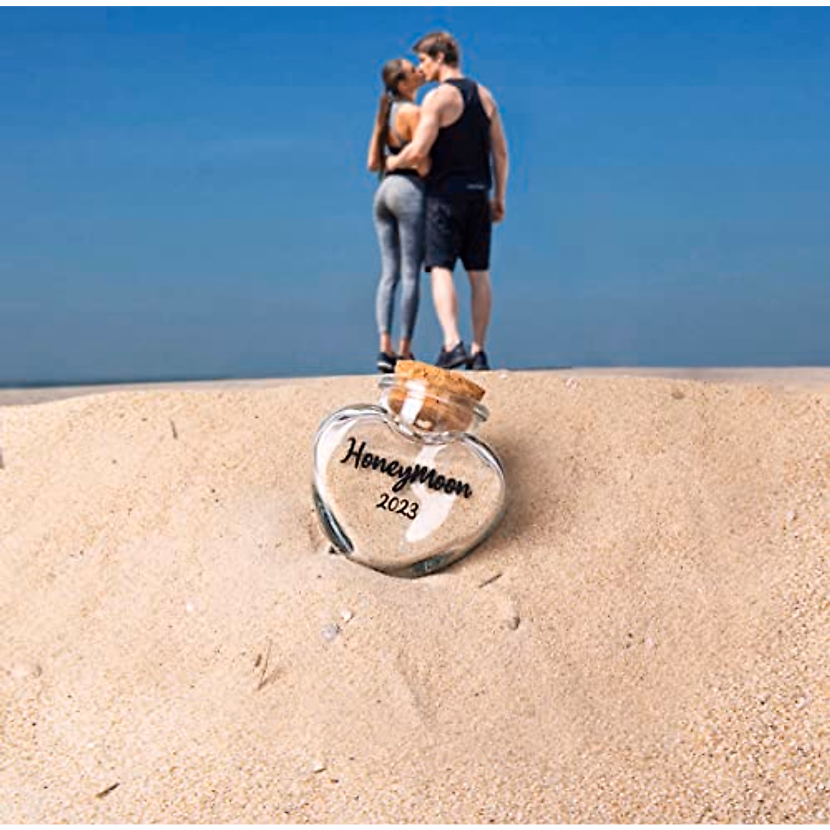 TUNGURIS Honeymoon Sand Keepsake Jar 2023，Bridal Shower Gift, Wedding Gift, Engagement Gift, Honeymoon Gift, Travel Gift for Couples, Newlywed, Fiance(Gift Box Includes) - 40ml Glass